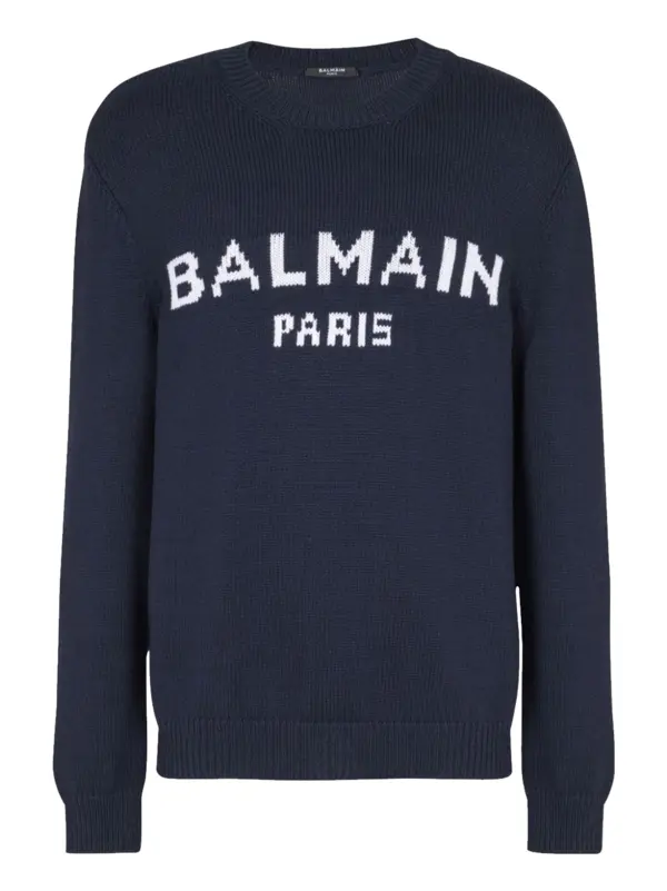 Balmain Intarsia-logo Sweater - Blue