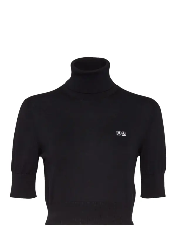 Dsquared2 Roll-neck Crop Top - Black