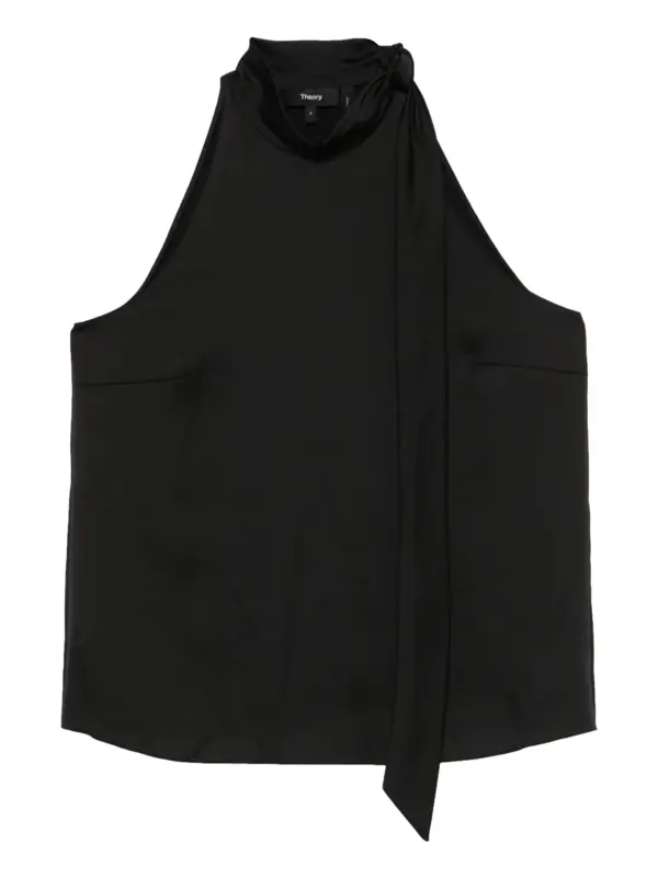 Theory Textured-satin Halter Top - Black
