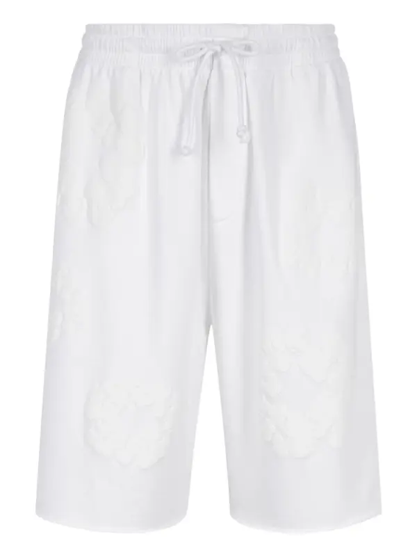 DENIM TEARS Mono Cotton Wreath-print Shorts - White