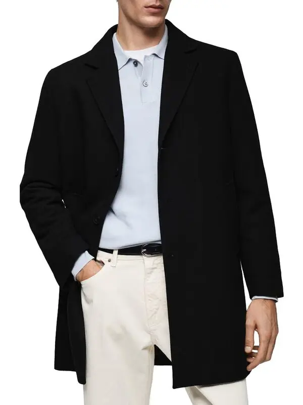 Mango Quilted Lined Wool-blend Coat - Black