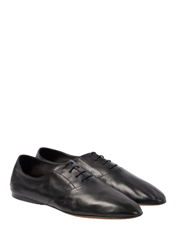 THE ROW Awar Lace Up Leather Oxford Shoes - Black