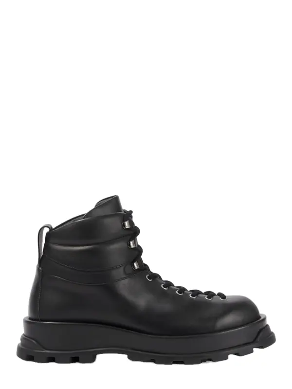 JIL SANDER Leather Hiking Boots - Black