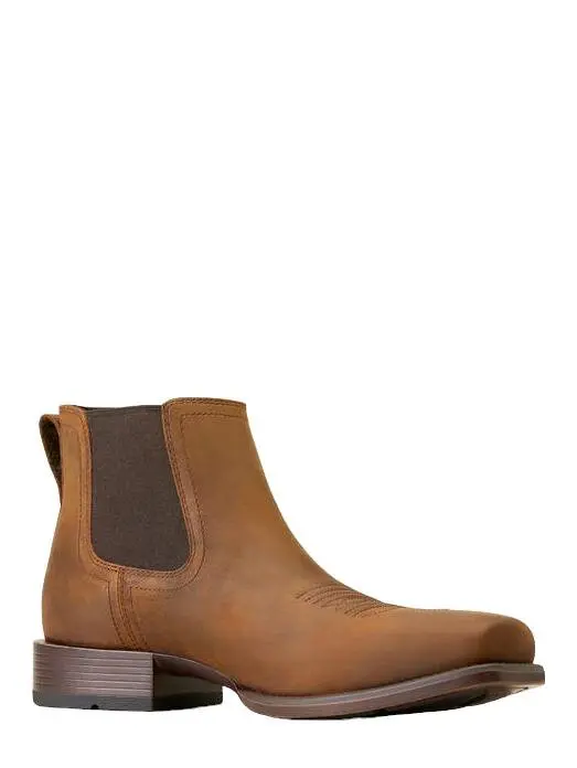 Ariat Booker Ultra Square Toe Western Chelsea Boot - Oily Distressed Tan
