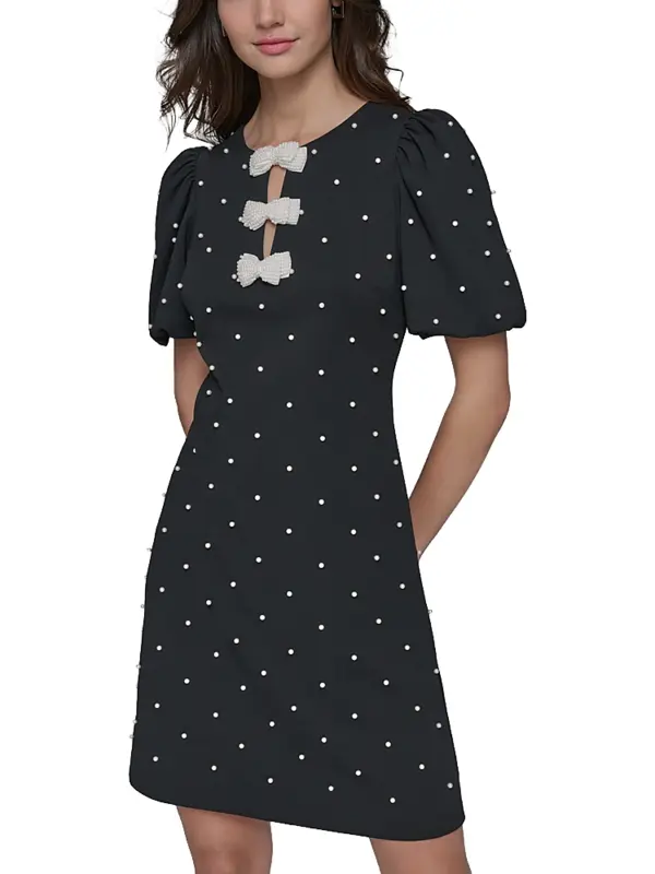 Karl Lagerfeld Paris Bow Detail Sheath Dress - Black