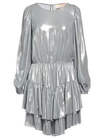 ANIYE BY Crepe Mini Dress With Ruffles - Silver