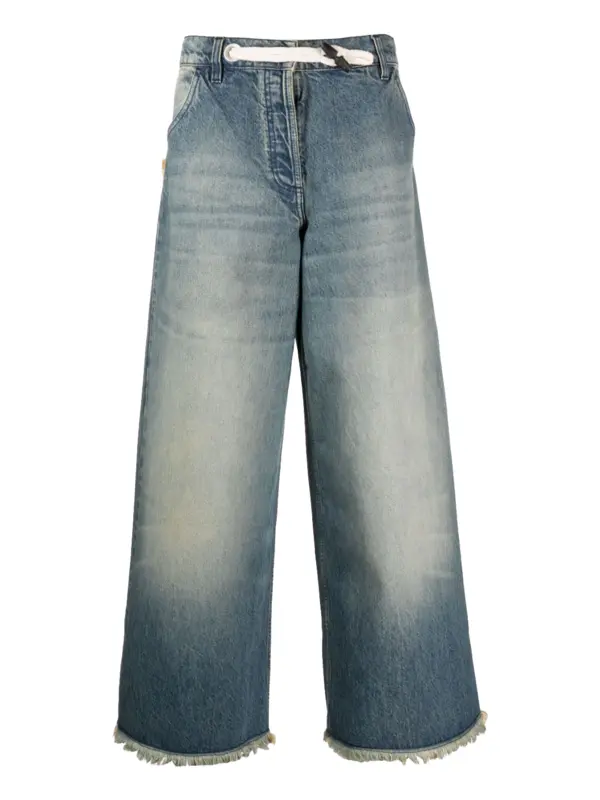PALM ANGELS X MONCLER Raw-edge Jeans - Blue
