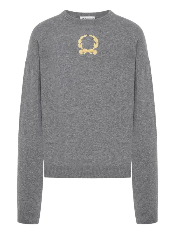 Moschino Laurel-embroidered Jumper - Grey
