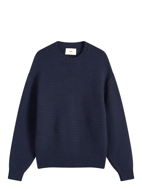 Folk Drop Shoulder Knit Jumper - Navy