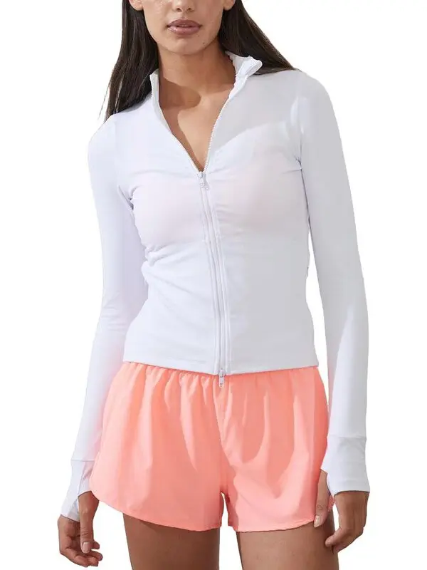 Cotton:on Active Core Zip Through Long Sleeve Top - White