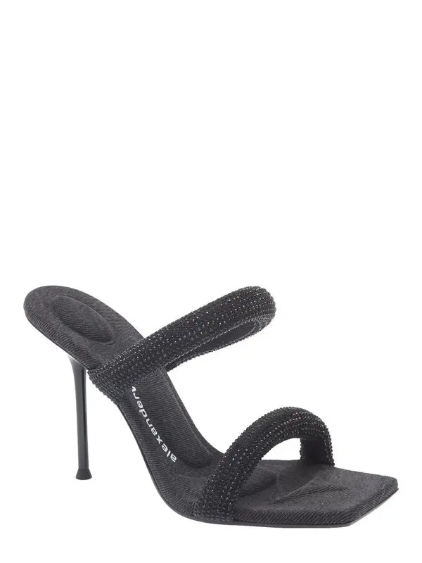 Alexander Wang Julie Crystal Embellished Slide Sandal - Washed Black