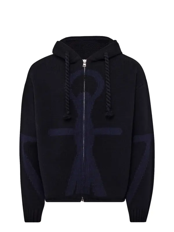 JW Anderson Anchor Logo Zip Hoodie - Black