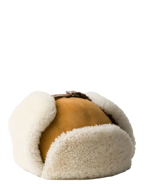 Prada Suede Shearling Trapper Hat - Brown