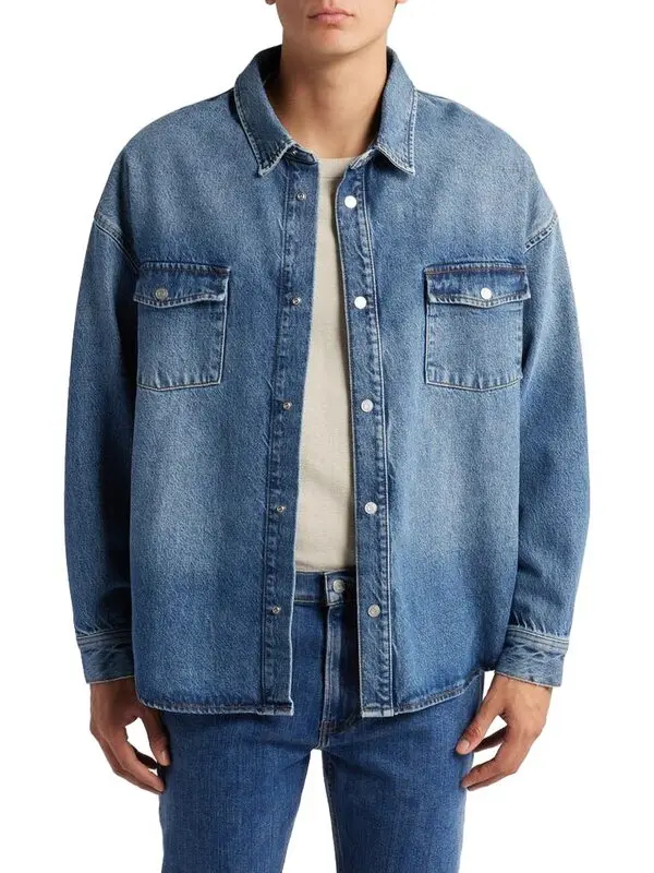 FRAME Relaxed Double Pocket Denim Shirt Jacket - Briset