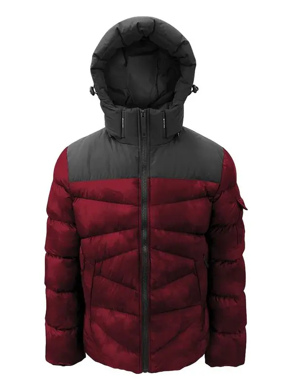 POINT ZERO Allton Engineered Quilted Puffer Printed Jacket - Red