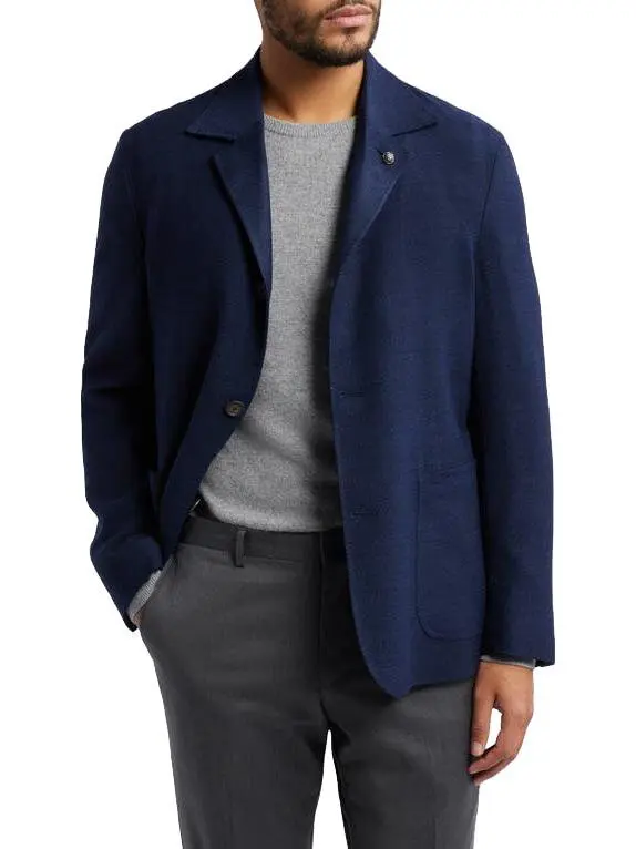 JACK VICTOR Quest Knit Ready Wool Jacket - Navy