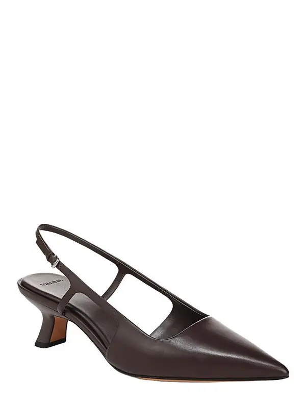 Vince Bianca Slingback Mid Heel Pumps - Ganache