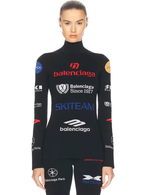 Balenciaga Ski Turtleneck Top - Black & Multicolor
