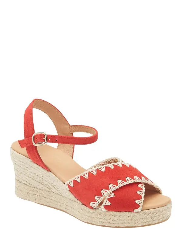 Cordani Ember Espadrille Platform Wedge Sandals - Red Suede