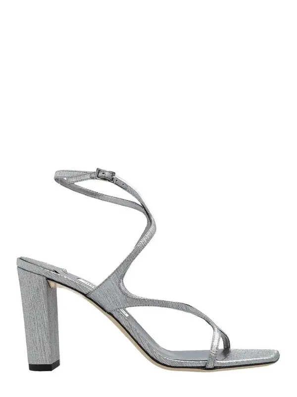 JIMMY CHOO Metallic Sandals With High Stacked Heel - Grey