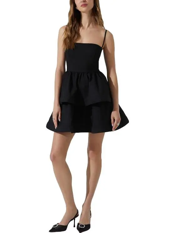 Astr The Label Leola Ruffle Skater Dress - Black