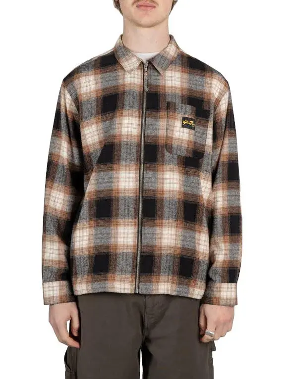 STAN RAY Plaid Zip Overshirt - Brown Plaid