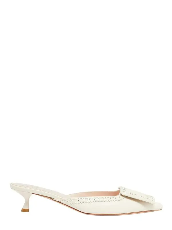 ROGER VIVIER I Love Vivier Perforated Leather Mule Pumps - Cire