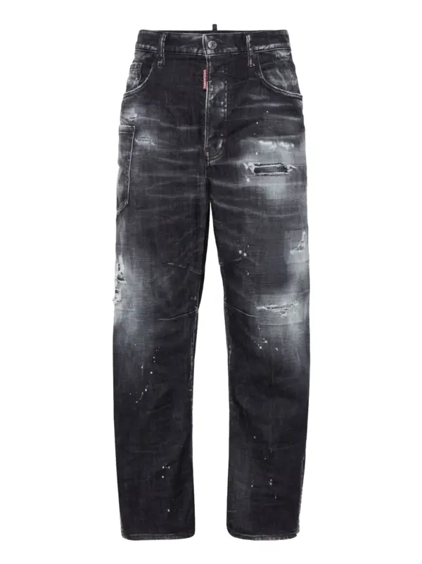 Dsquared2 Distressed Wide Leg Jeans - Black