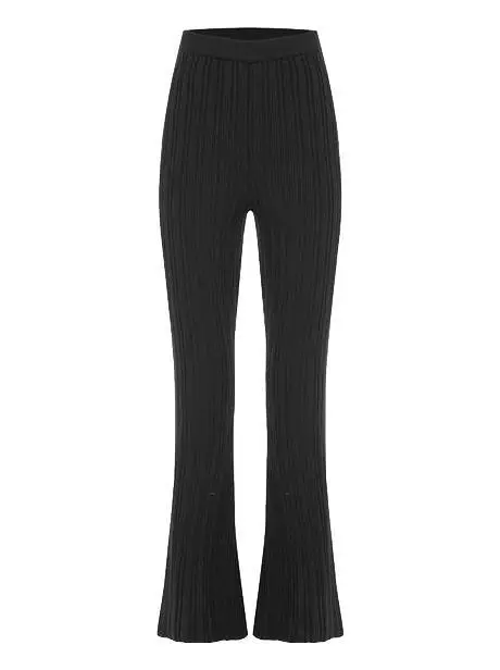 THEO THE LABEL Pallas Rib Knit Bootcut Pant - Black