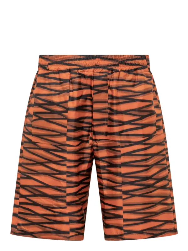 PIERRE-LOUIS MASCIA Abstract-print Shorts - Orange