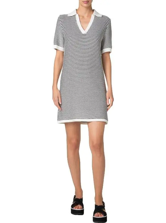 Akris Striped Cotton Knit Sweater Dress - Cream-black
