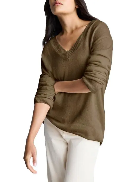 KENNETH COLE Oversized V-neck Sweater - Sierra Taupe
