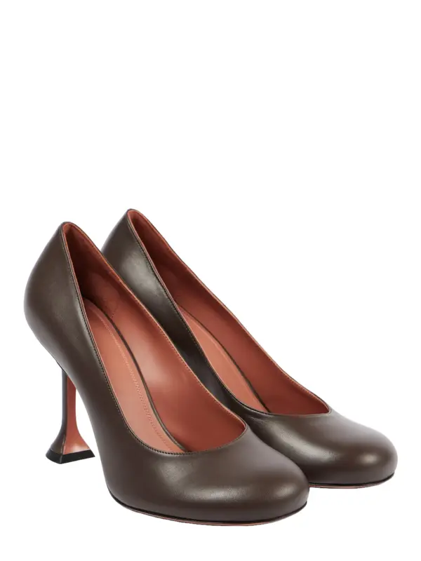 Amina Muaddi Iris 95 Leather Pumps - Brown