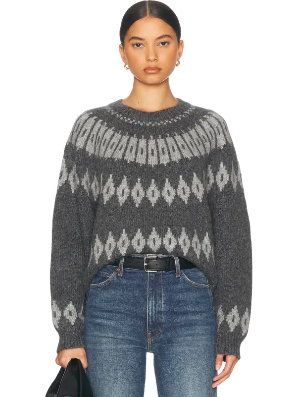 NILI LOTAN Arleth Sweater - Grey Fair Isle