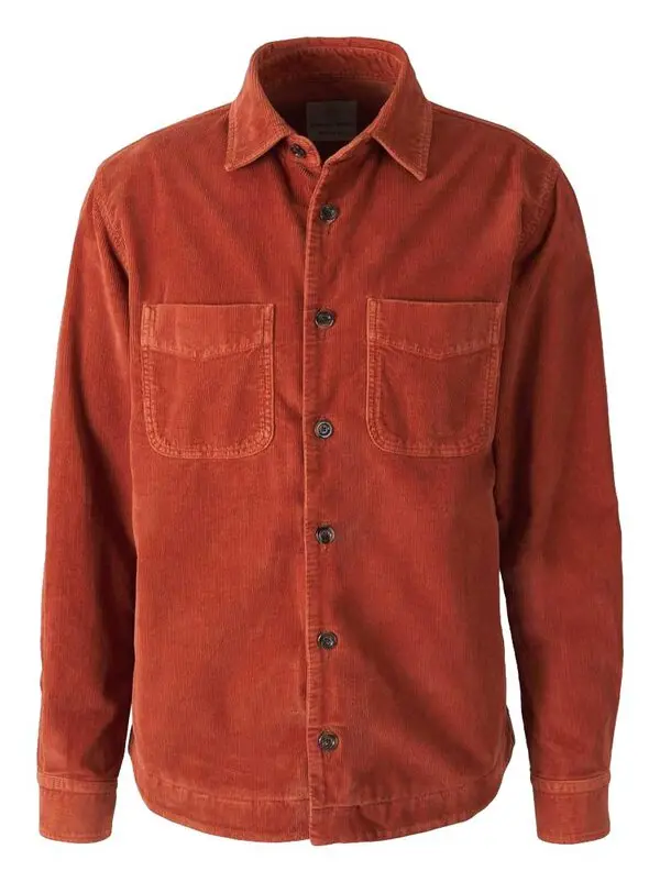 RICHARD J. BROWN Micro Corduroy Overshirt - Terracota