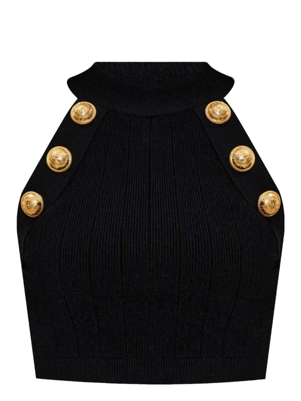 Balmain Button-detail Top - Black