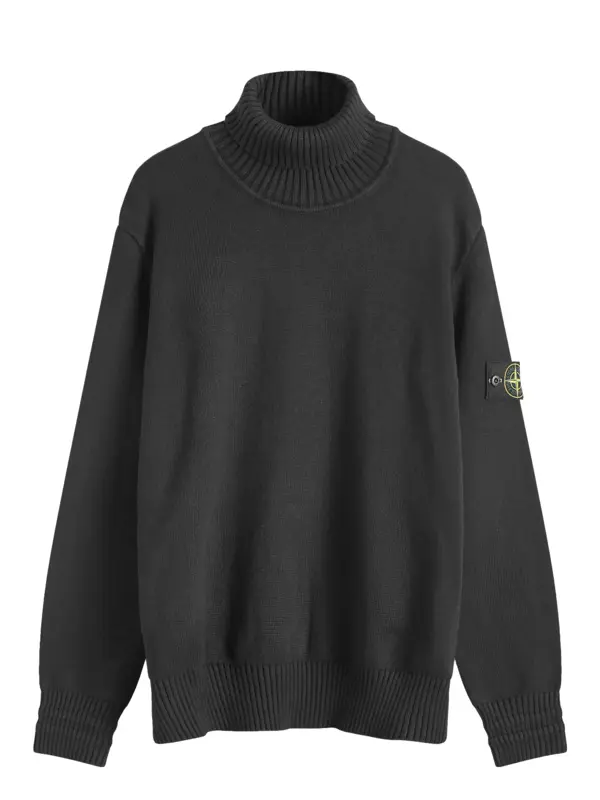 Stone Island Winter Cotton Turtleneck Knit - Black