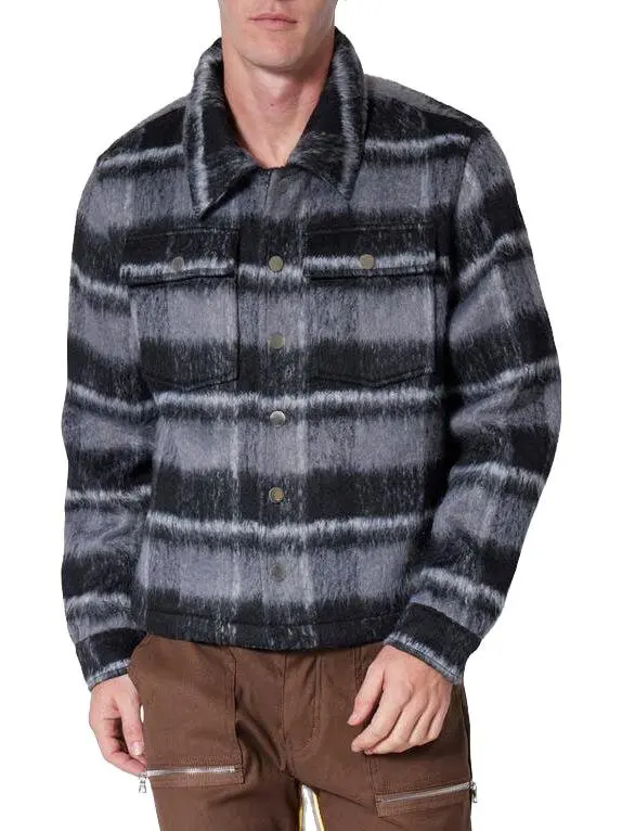 Mnml Textured Stripe Shirt Jacket - Black/ Grey