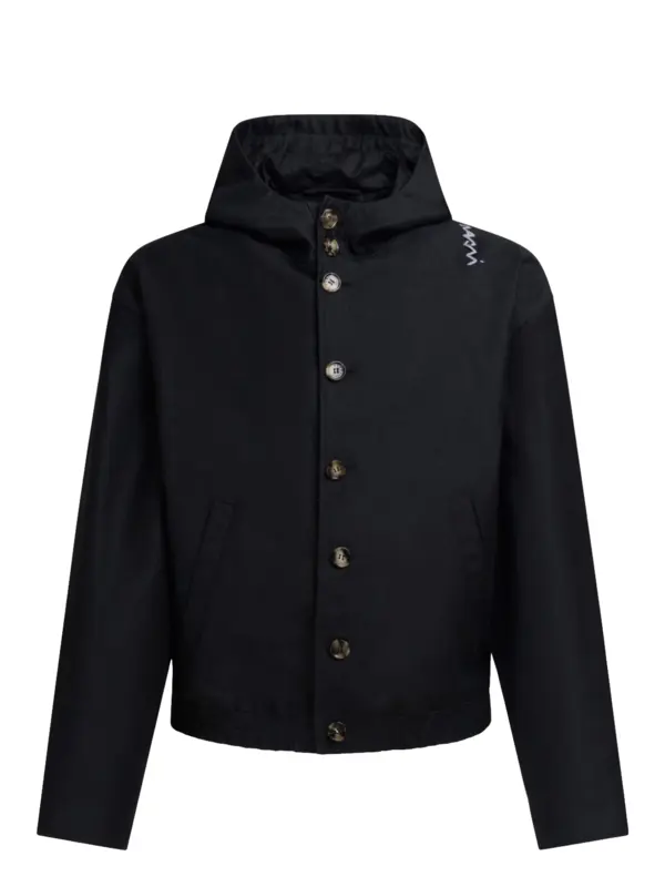 Marni Logo-embroidered Hooded Jacket - Black