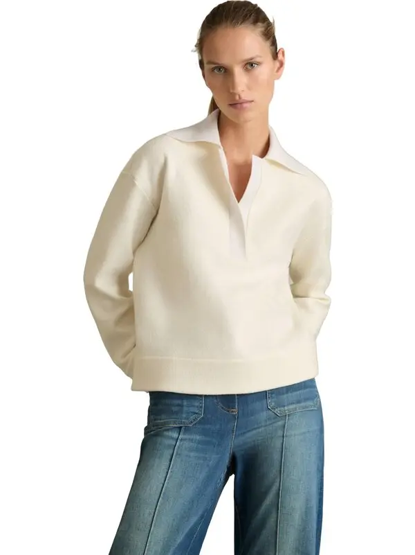 REISS Amy Wool-cotton Blend Shirt - Cream