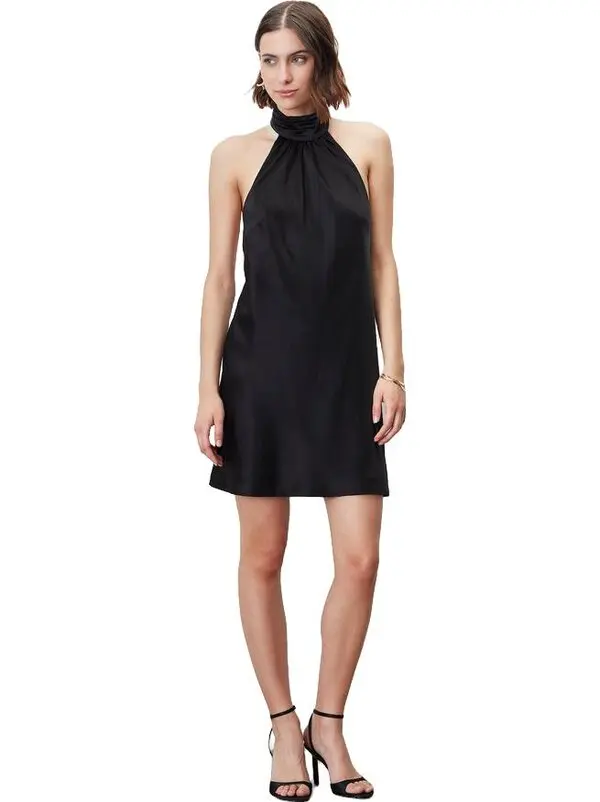 ITALIC Priscilla Silk Halter Mini Dress - Black
