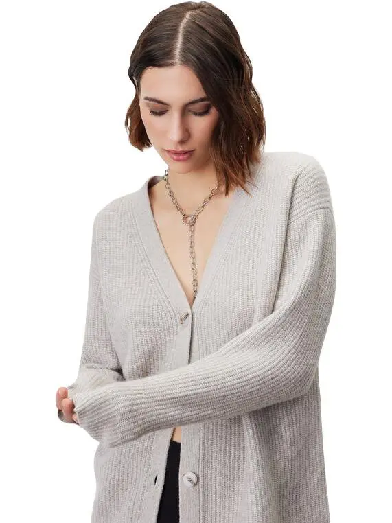 ITALIC Billie Chunky Cashmere Cardigan - Pebble Grey