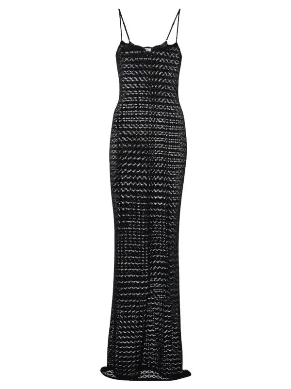 Saint Laurent Pointelle Maxi Dress - Black