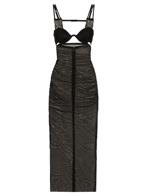 Dolce & Gabbana Stretch Tulle Midi Dress - Black