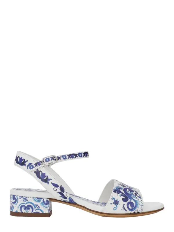 Dolce & Gabbana Majolica-print Calfskin Sandals - Multicolor