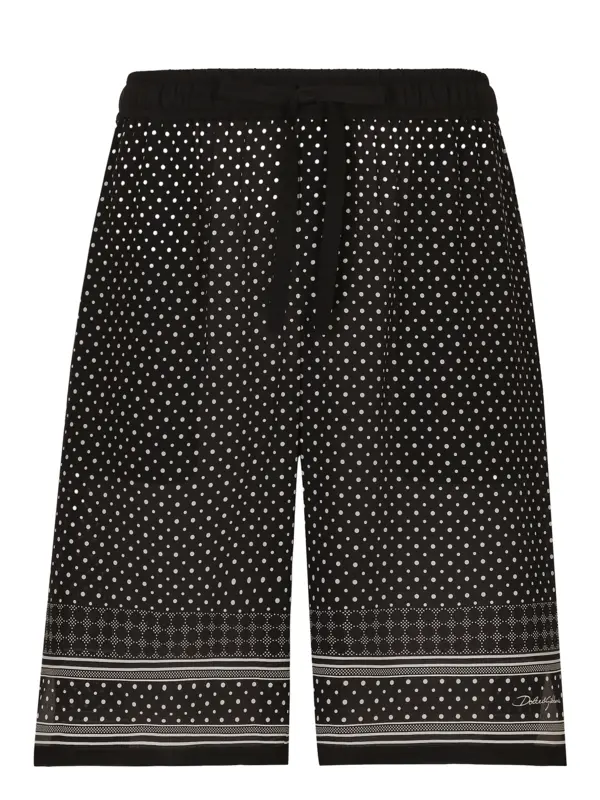 Dolce & Gabbana Silk Twill Tie Jogging Shorts - Print
