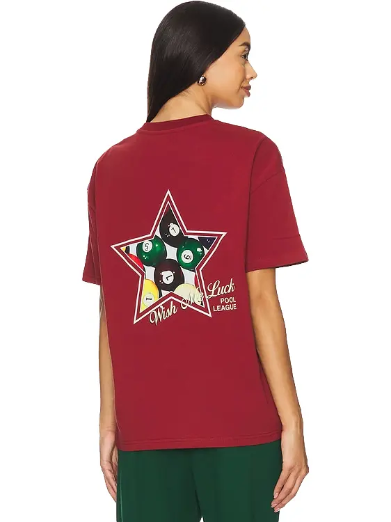 WISH ME LUCK Pool League Tee - Burgundy