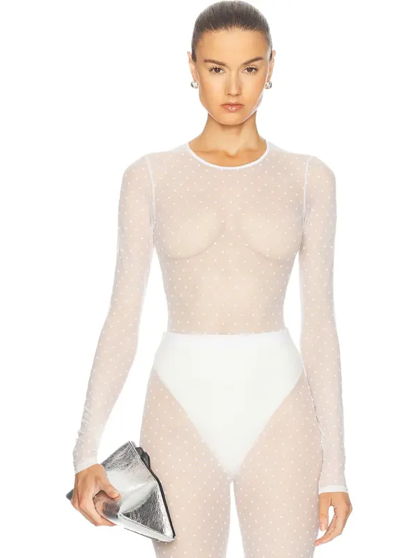 Wardrobe.NYC Polka Dot Bodysuit - White