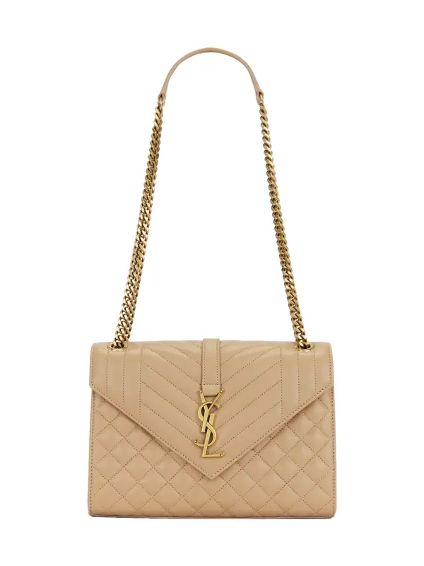 Saint Laurent Medium Envelope Chain Bag - Dark Toffee