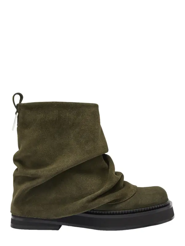 Attico Robin Mini Layered Suede Combat Boots - Khaki